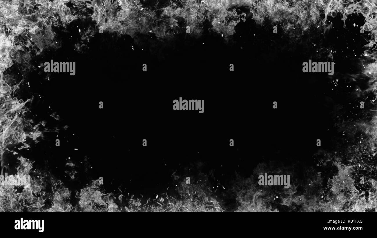 Frame white flame . Border smoke mist texture effect for film , text or ...