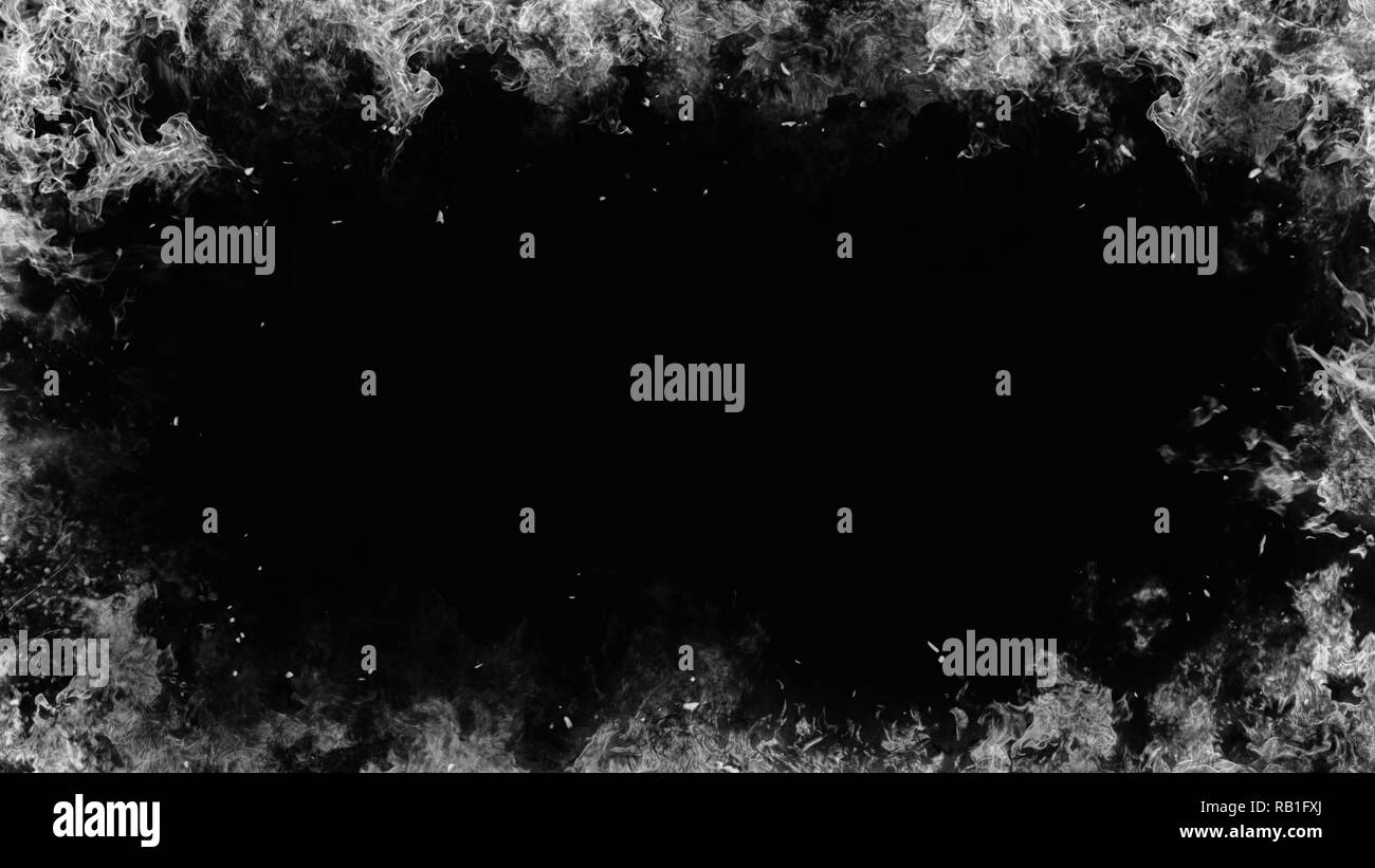 Frame white flame . Border smoke mist texture effect for film , text or ...