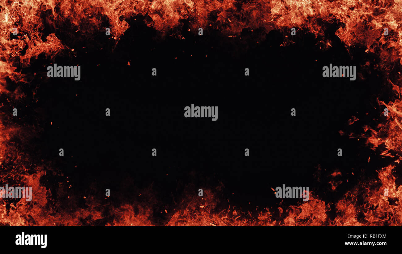 abstract flames frame on isolated a black background Stock Photo - Alamy