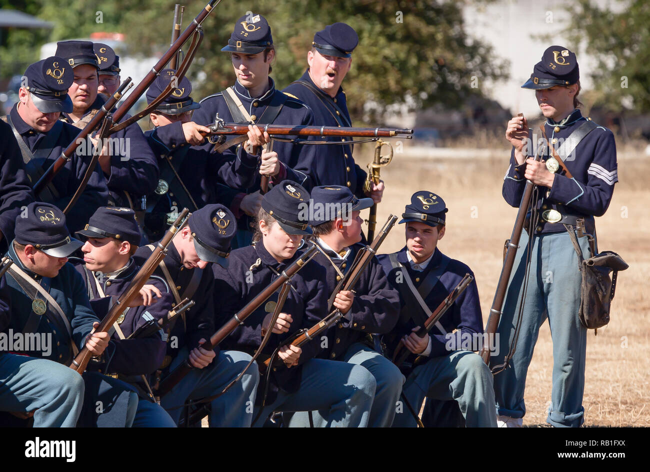 Civil War reenactors in action at Hawes Farm in Anderson, California ...