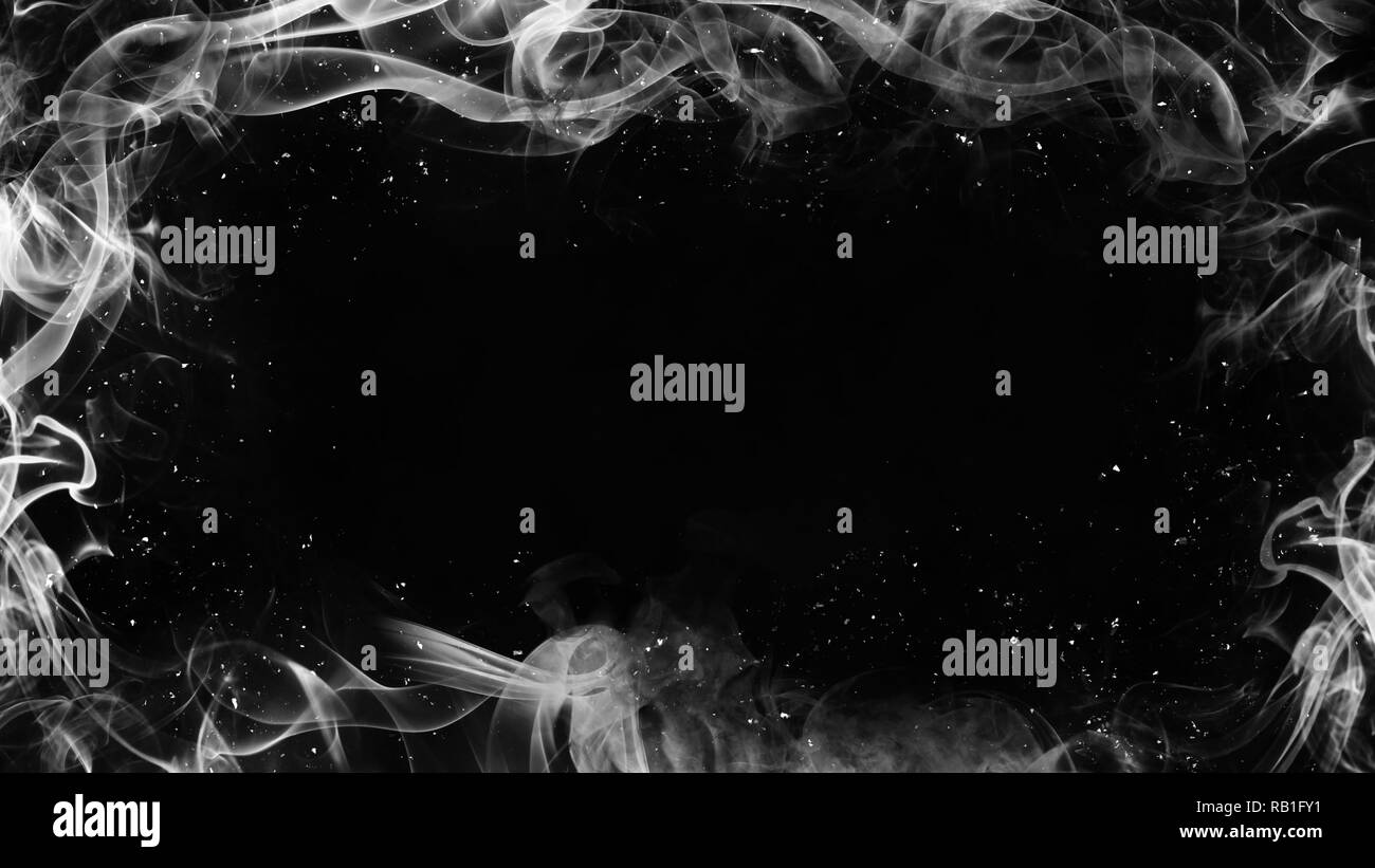 Frame white flame . Border smoke mist texture effect for film , text or ...