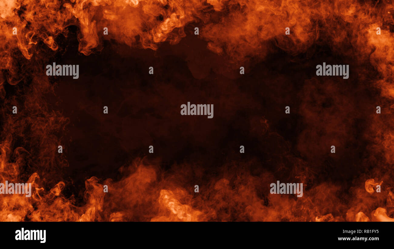 Burning flames frame abstract on isolated border black background Stock ...