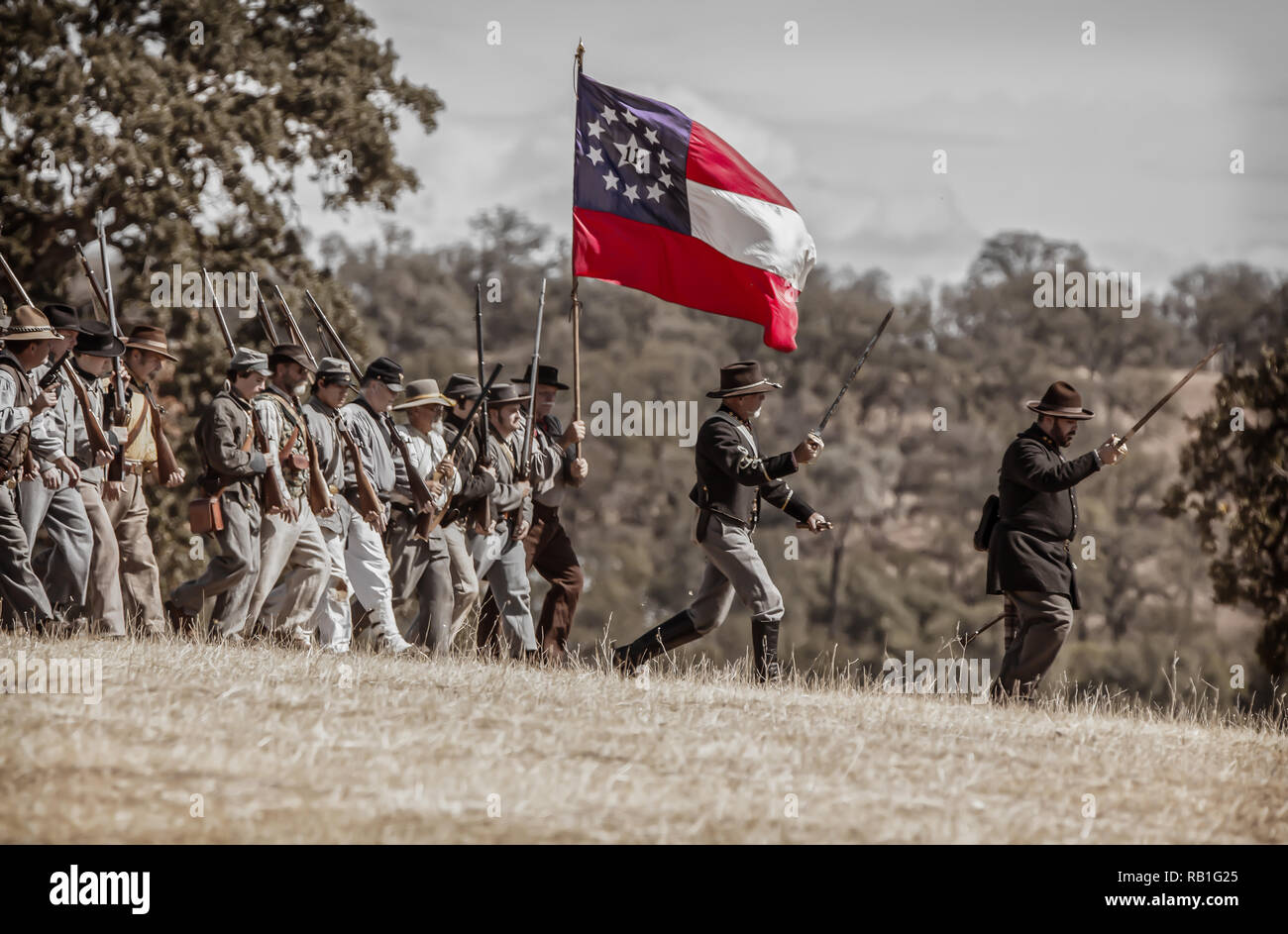 Civil War reenactors in action at Hawes Farm in Anderson, California ...