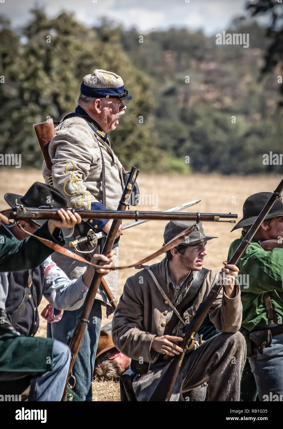 Civil War reenactors in action at Hawes Farm in Anderson, California ...