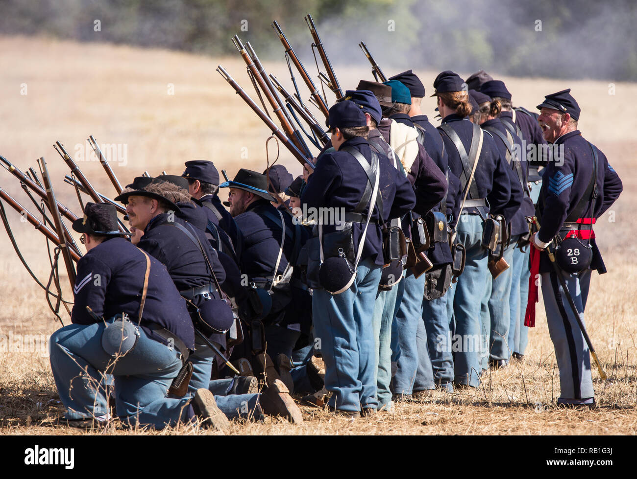 Civil War reenactors in action at Hawes Farm in Anderson, California ...
