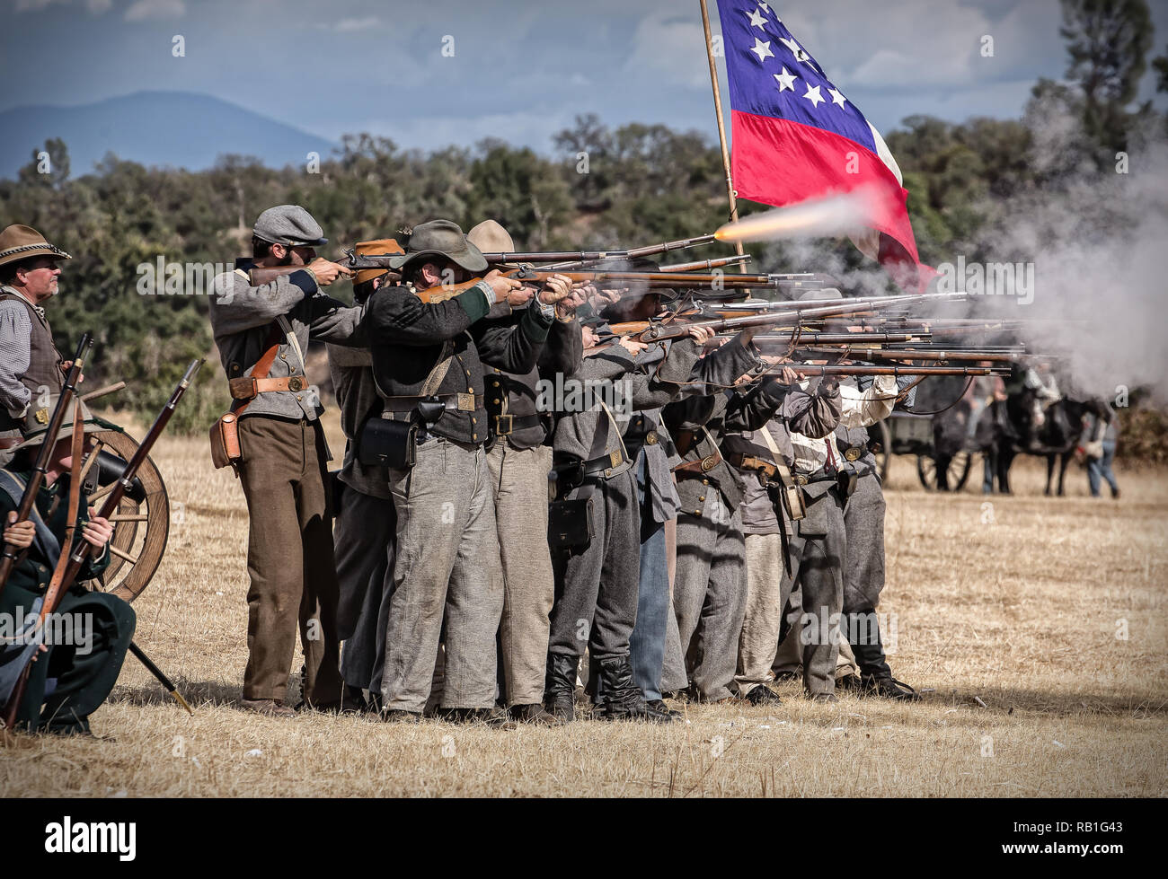 Civil War reenactors in action at Hawes Farm in Anderson, California ...