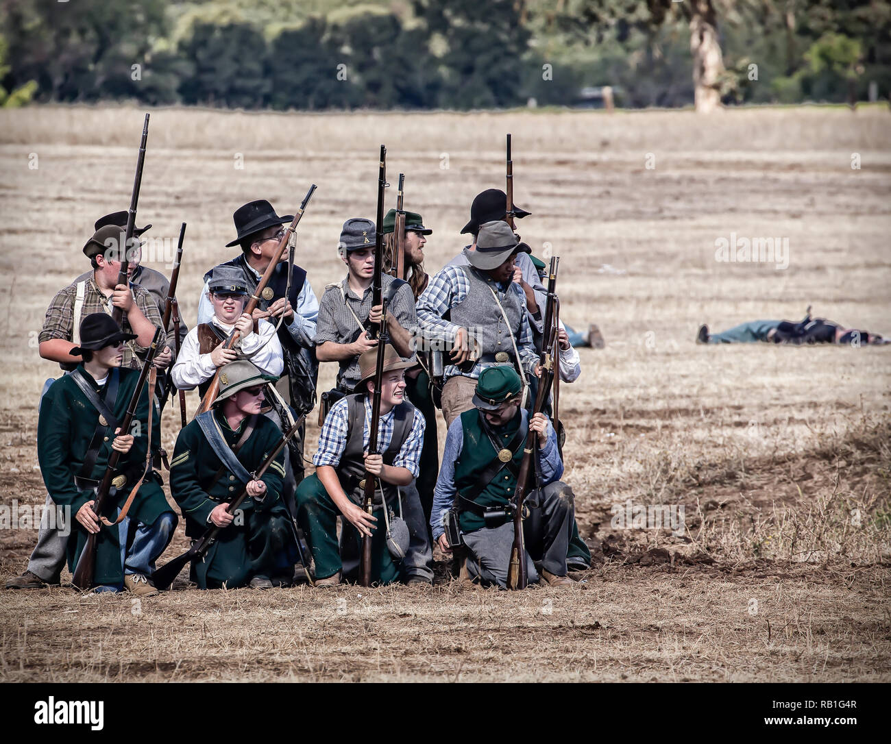 Civil War reenactors in action at Hawes Farm in Anderson, California ...