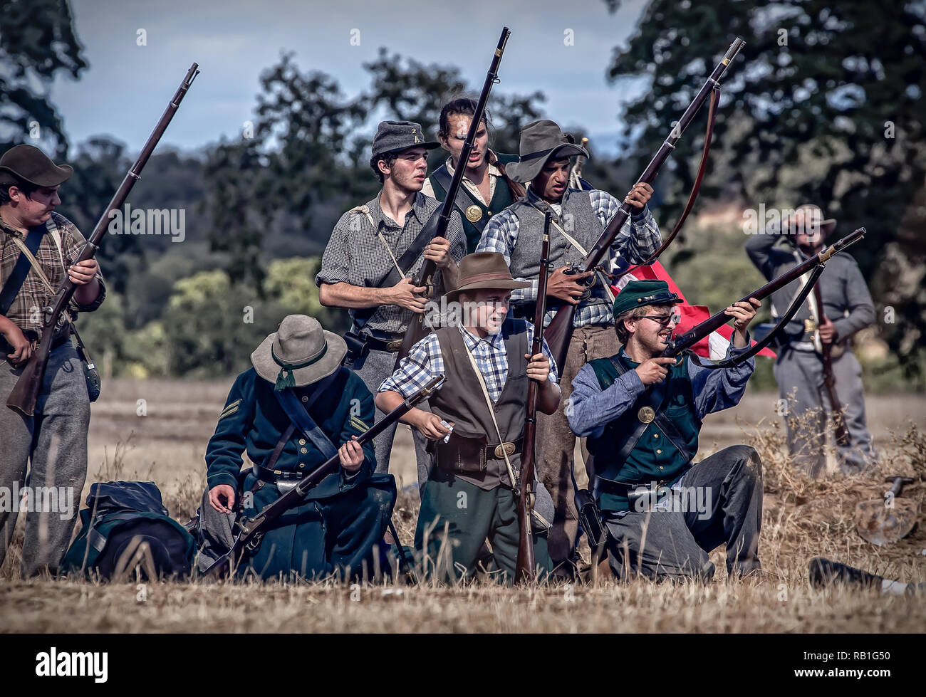 Civil War reenactors in action at Hawes Farm in Anderson, California ...