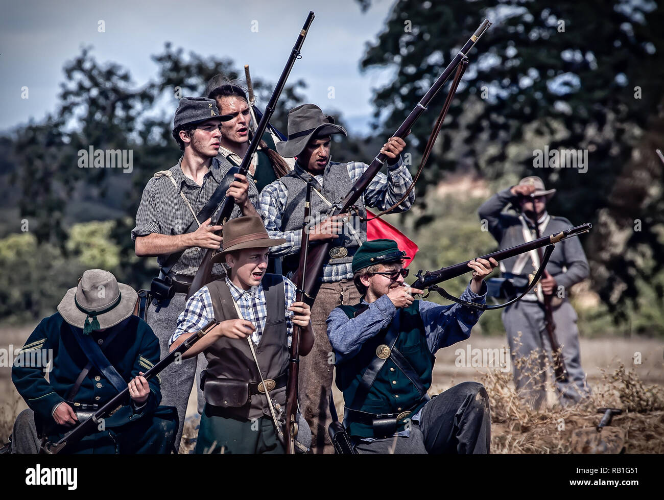 Civil War reenactors in action at Hawes Farm in Anderson, California ...