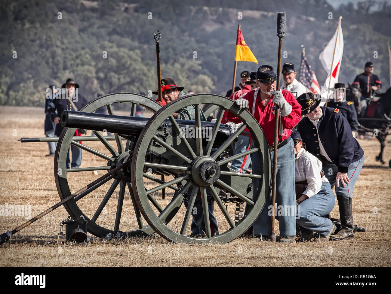 Civil War reenactors in action at Hawes Farm in Anderson, California ...