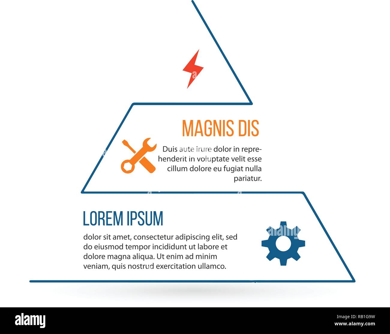 Outline triangle infographic element. Linear flat chart, diagram ...