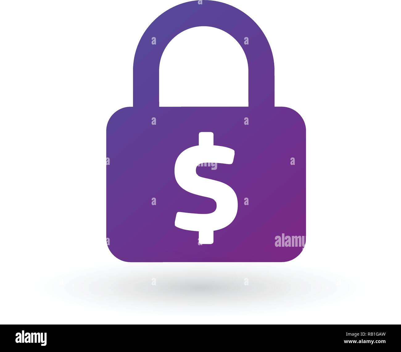 Padlock with dollar sign icon. Vector illustration isolated on white ...