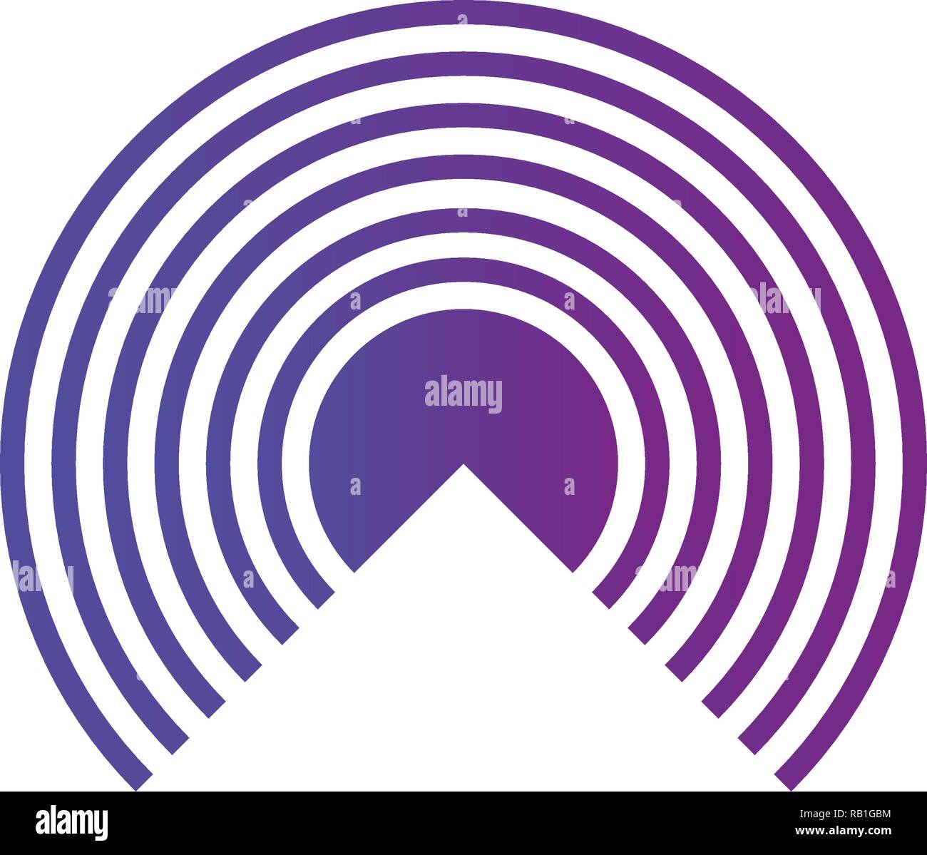 Geometric symbol of Purple gradient Rings sound or waves in circle with ...