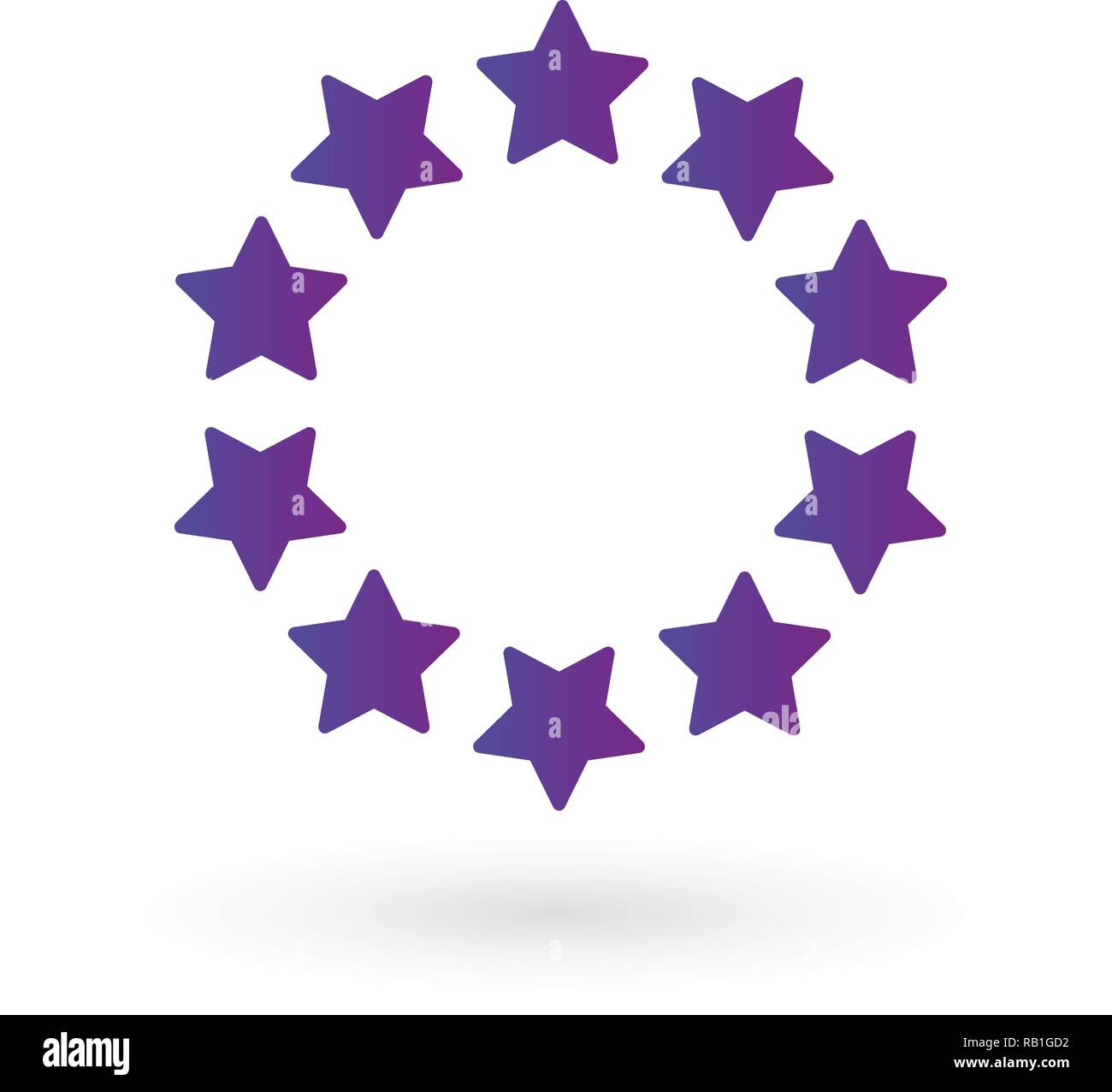ten score stars in circle geometric shape, purple stars. linear icon ...