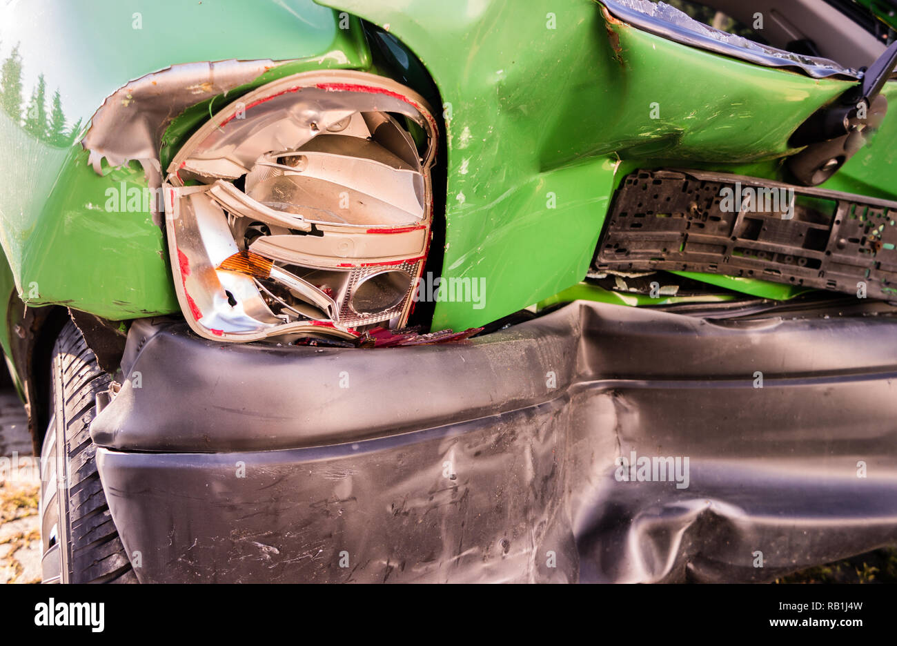 Salvage car rear Stock Photo - Alamy