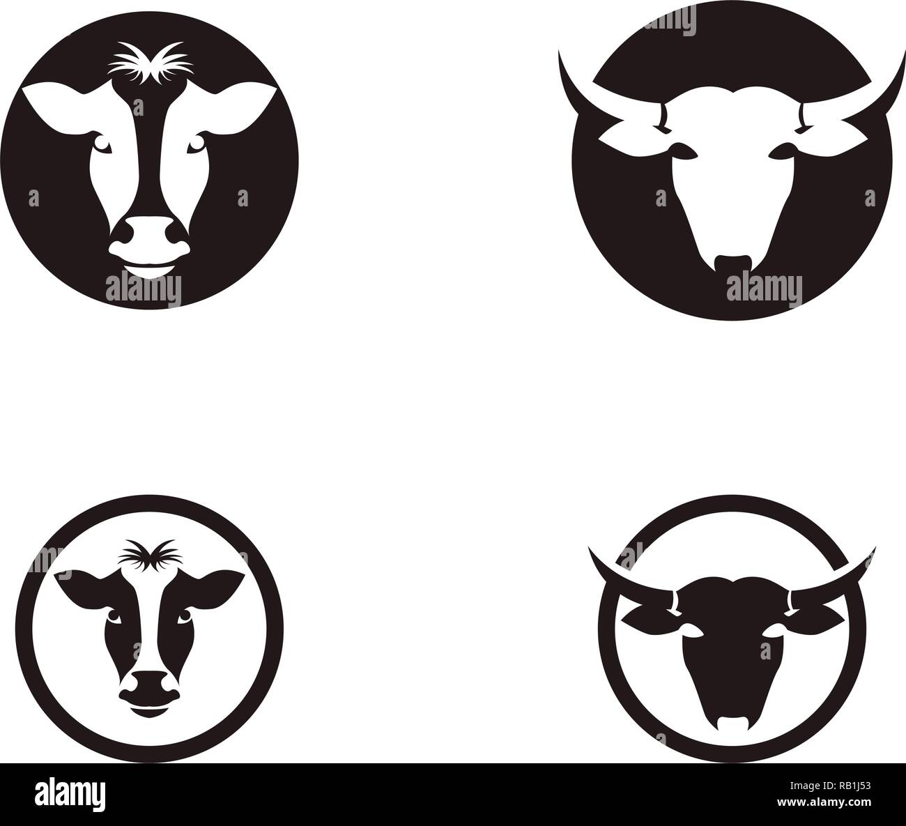 Cow head symbols logo vector template black Stock Vector Image & Art ...