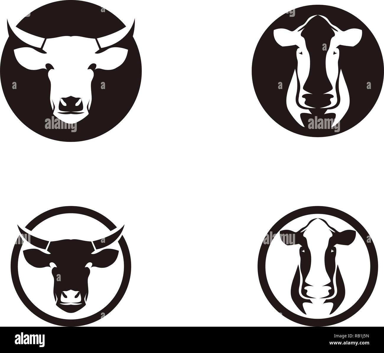 Cow head symbols logo vector template black Stock Vector Image & Art ...