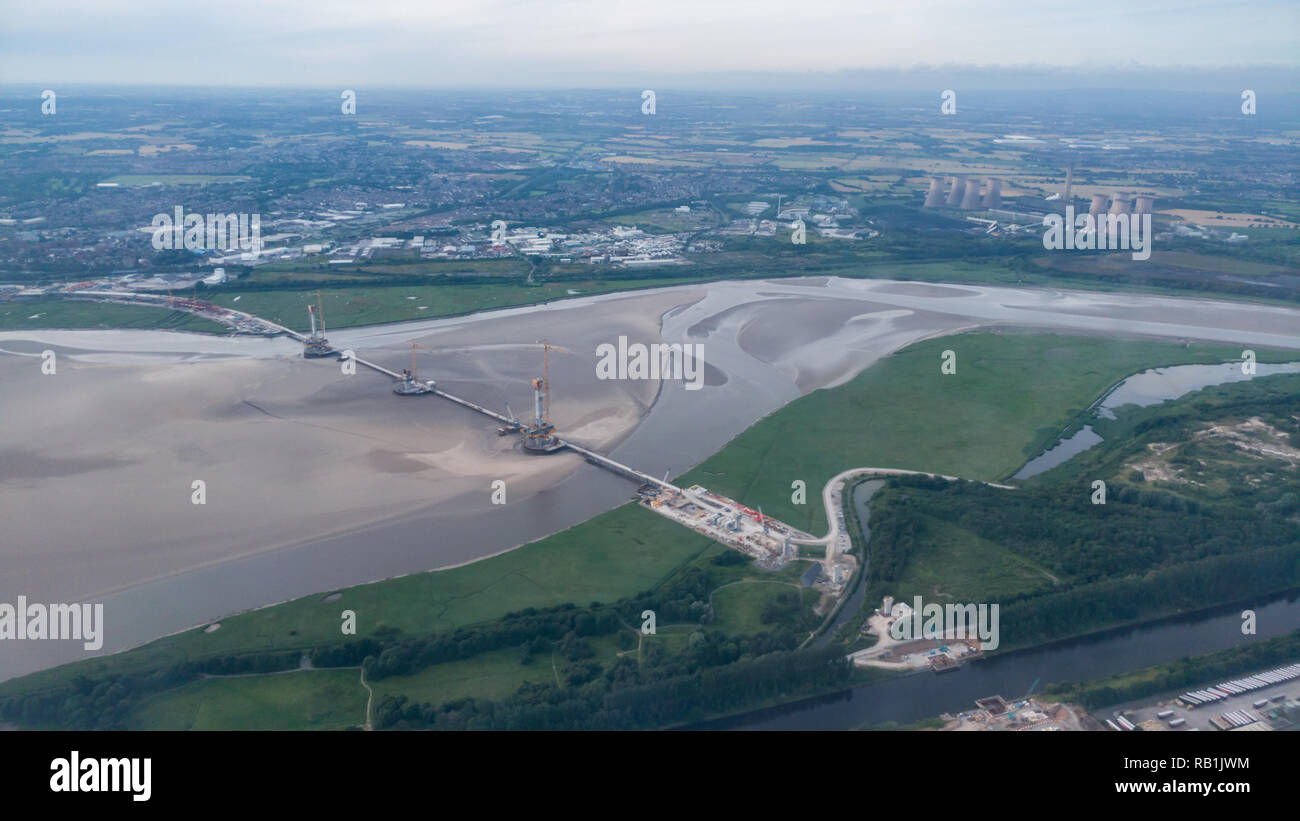 Construction phase of the 600 million pound Mersey Gateway Bridge ...
