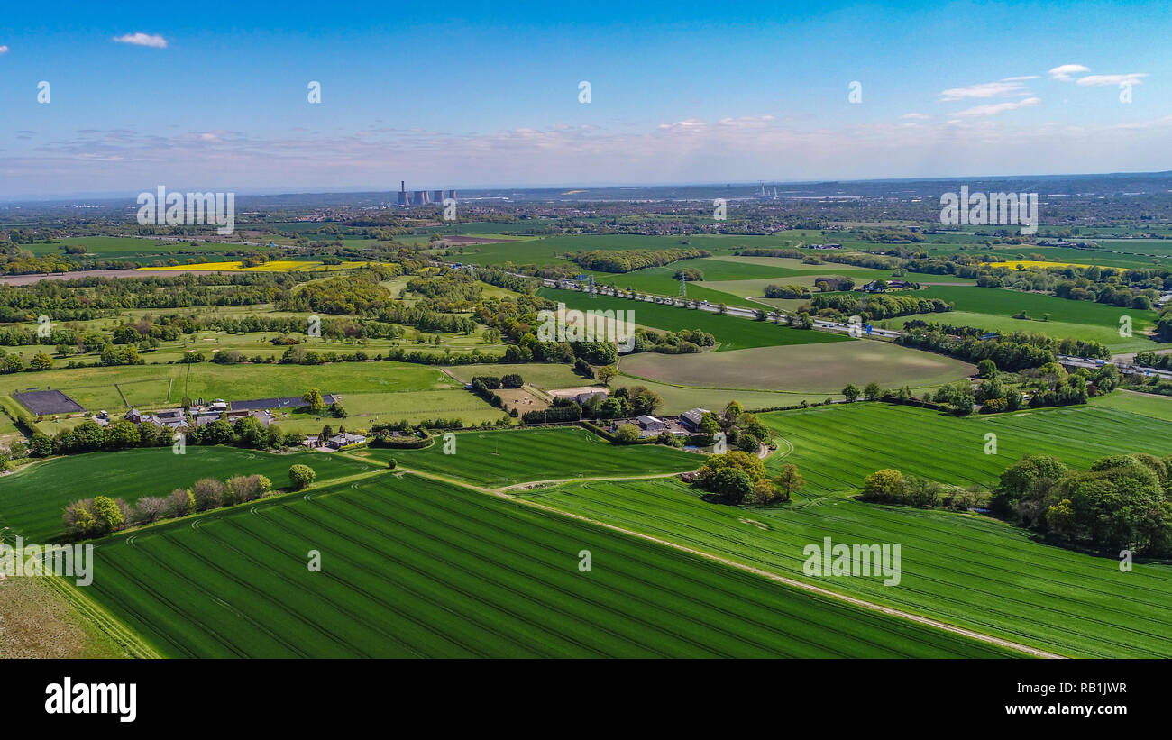Aerial Photograph of Farmers field in Whiston, Liverpool, UK looking ...
