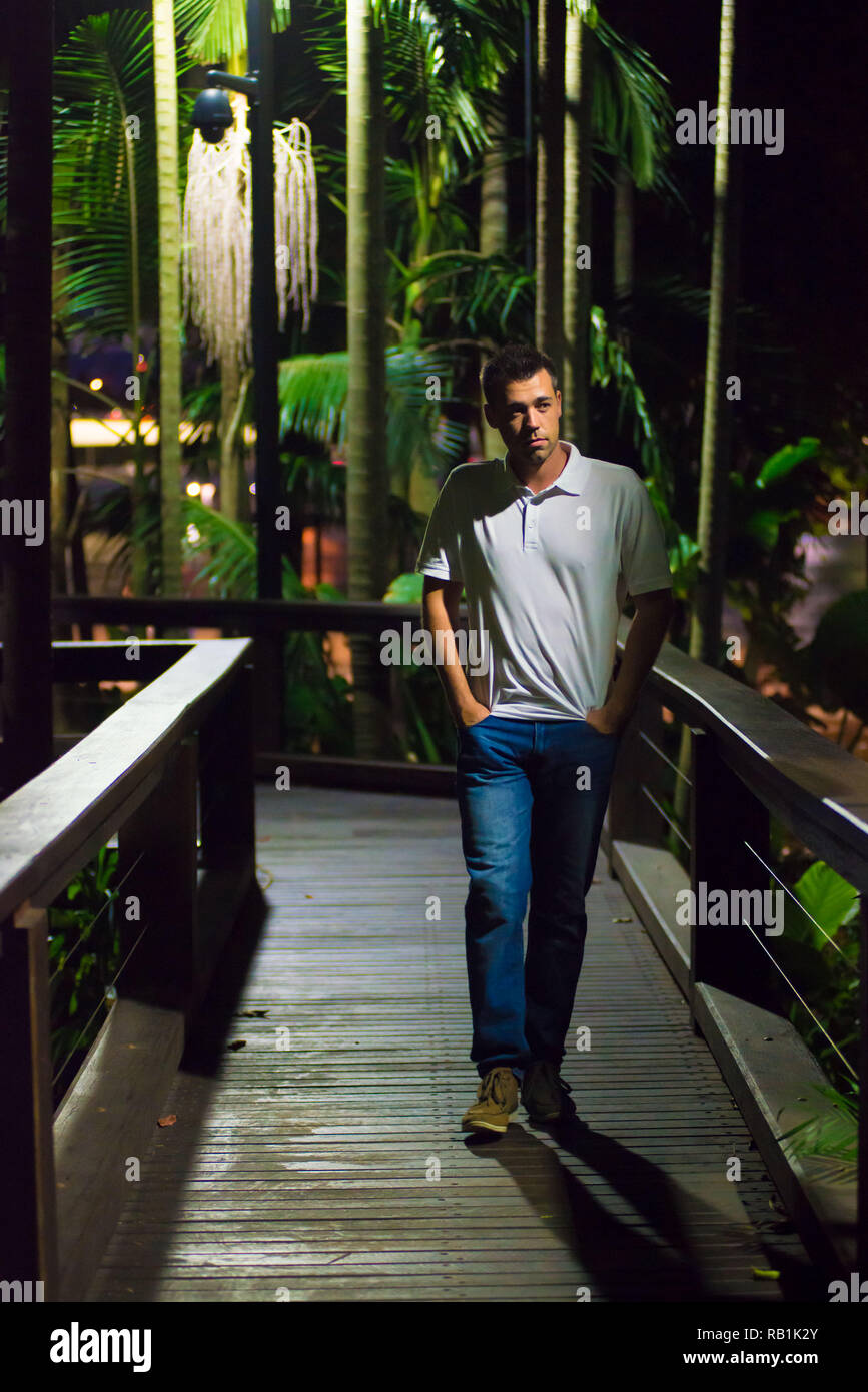 Australian man poses for picture in Brisbane, Australia. Brisbane is ...