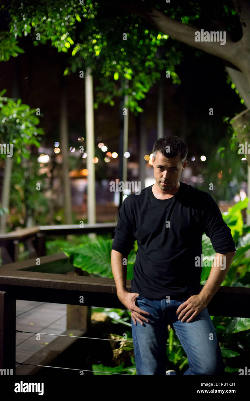 Australian man poses for picture in Brisbane, Australia. Brisbane is ...
