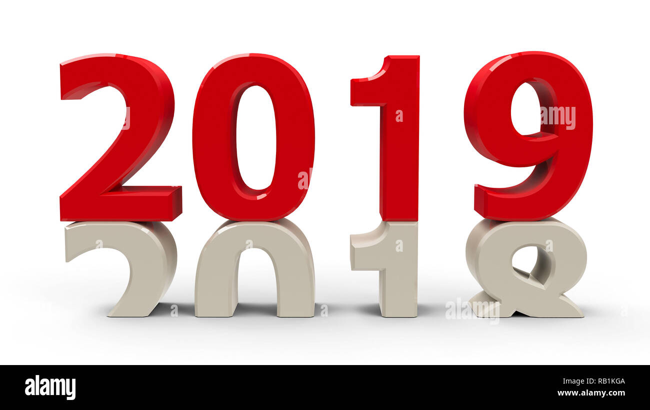 2018-2019 change represents the new year 2019, three-dimensional ...