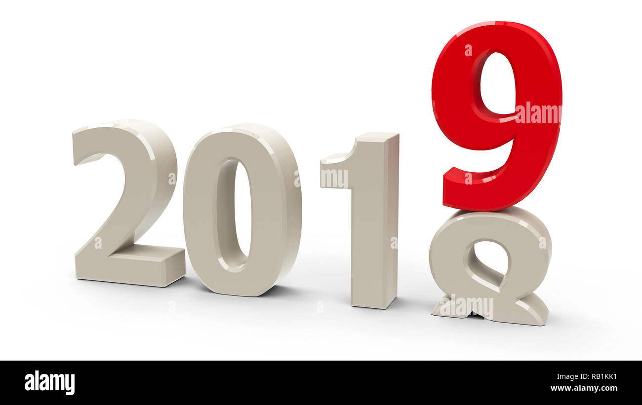2018-2019 change represents the new year 2019, three-dimensional ...