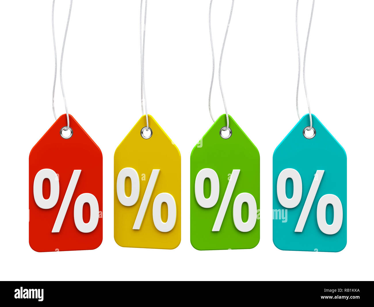 Multicoloured labels percents - price tags - isolated on white ...