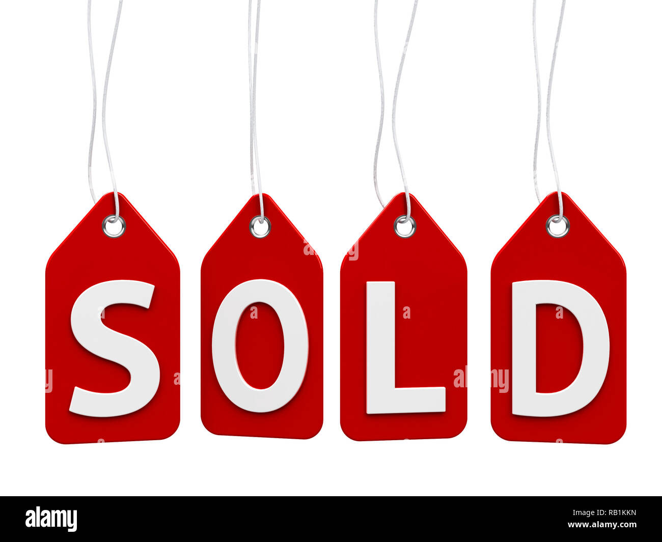Red sold labels - price tags - isolated on white background, three ...