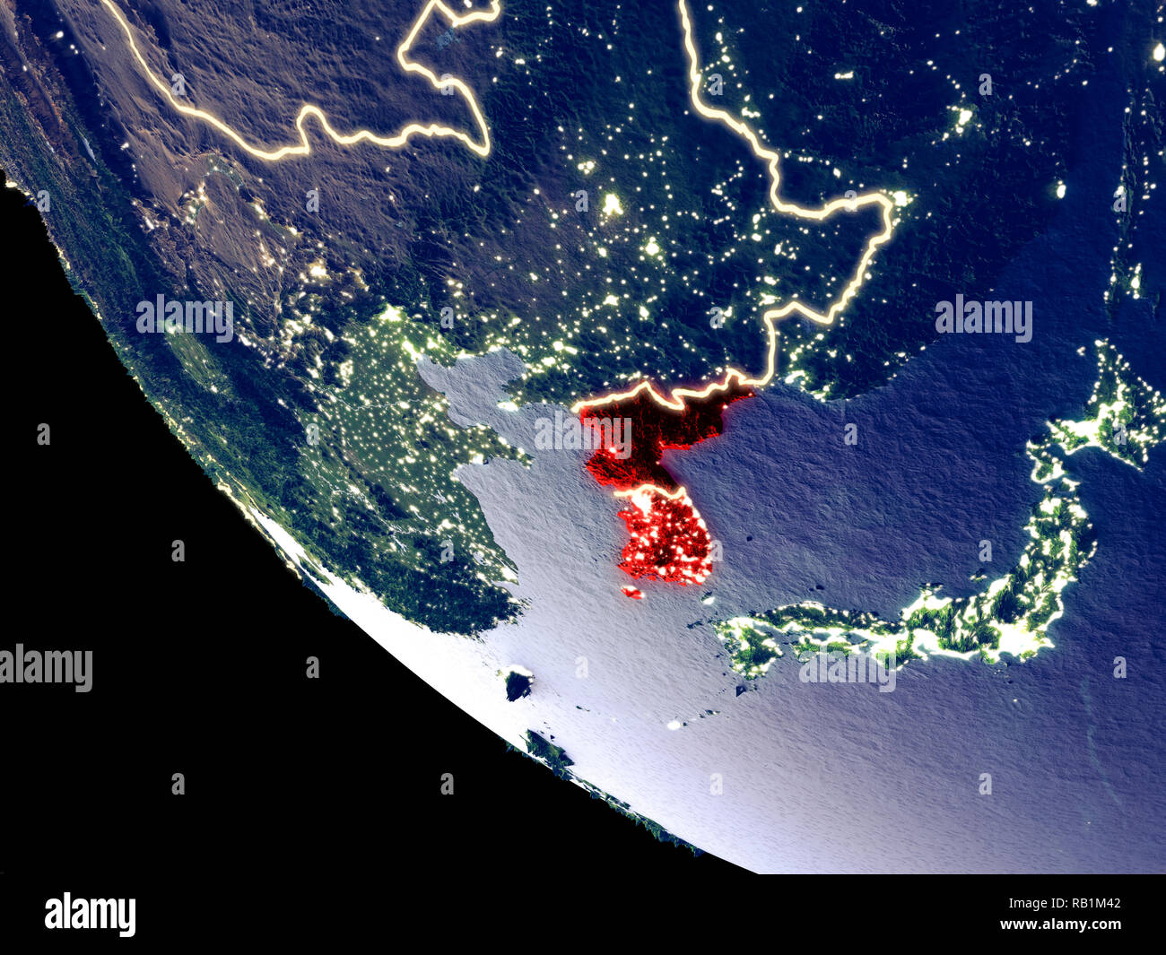 North south korea night satellite hi-res stock photography and images ...