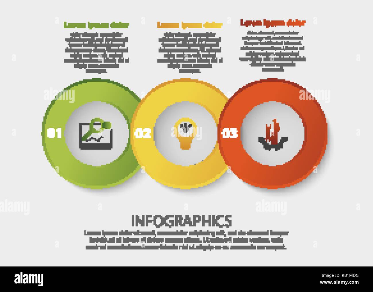 Modern 3D vector illustration. Circular infographic template with three ...
