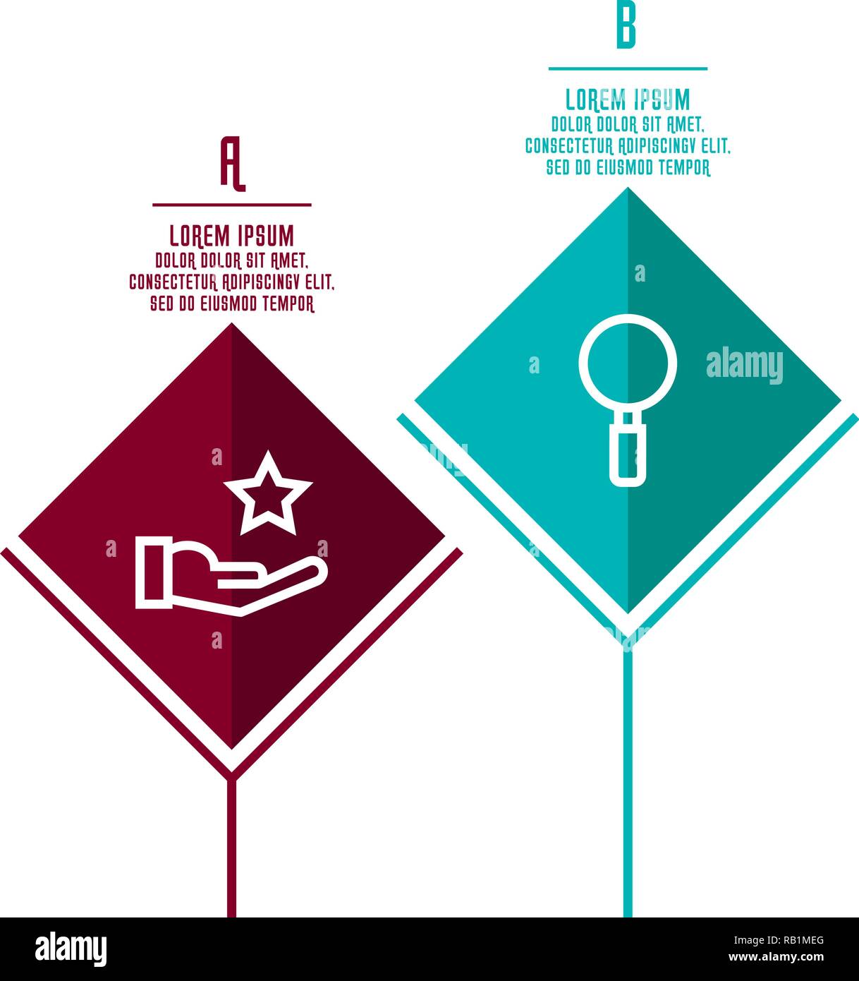 Modern 3D vector illustration. Infographic template with two elements ...