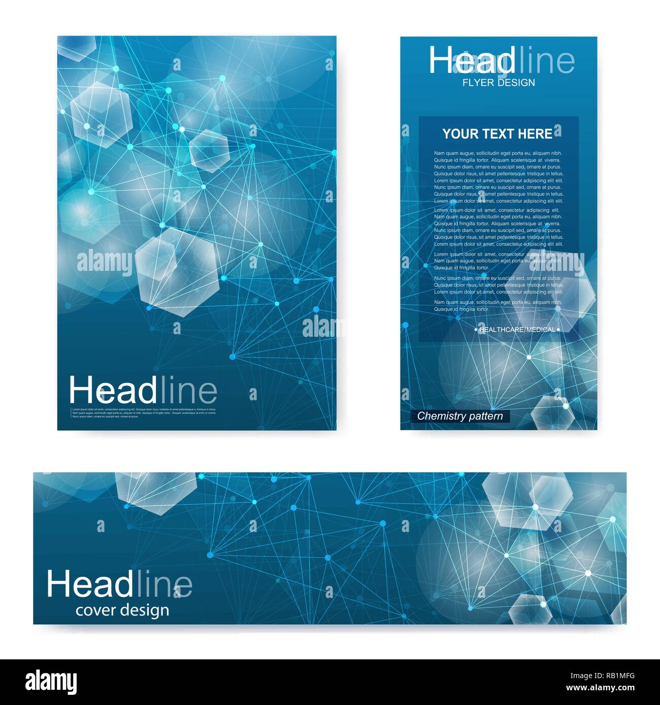 Set flyer, brochure size A4 template,banner. Molecular structure with ...