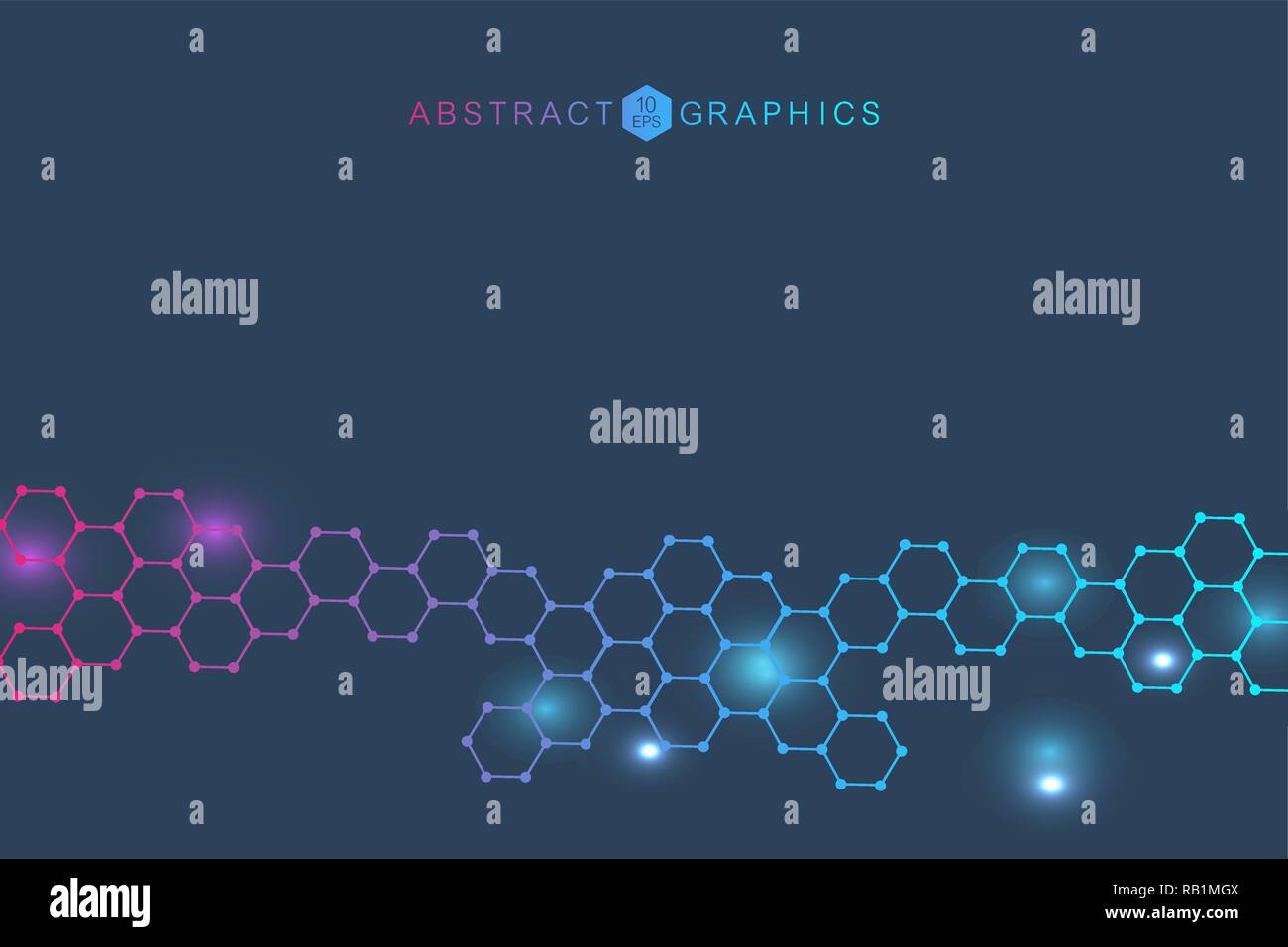 Science network pattern, connecting lines and dots. Technology hexagons ...