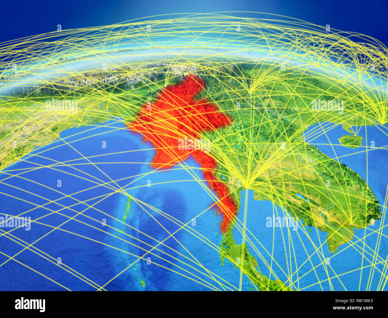 Myanmar on planet Earth with international network representing ...