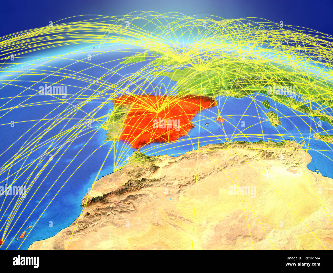 Spain on planet Earth with international network representing ...