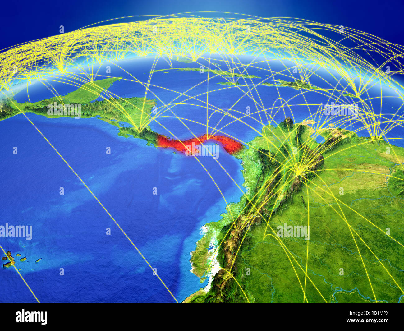 Panama on planet Earth with international network representing ...