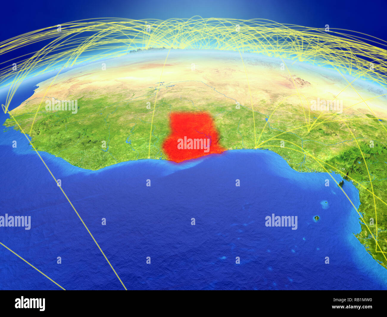 Ghana network map hi-res stock photography and images - Alamy