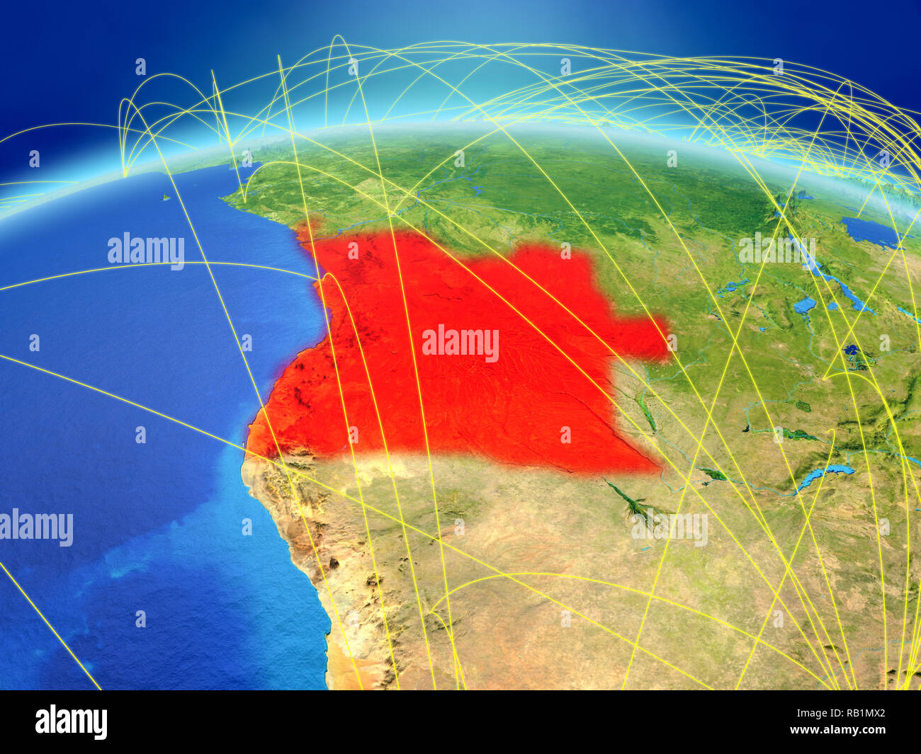 Angola on planet Earth with international network representing ...