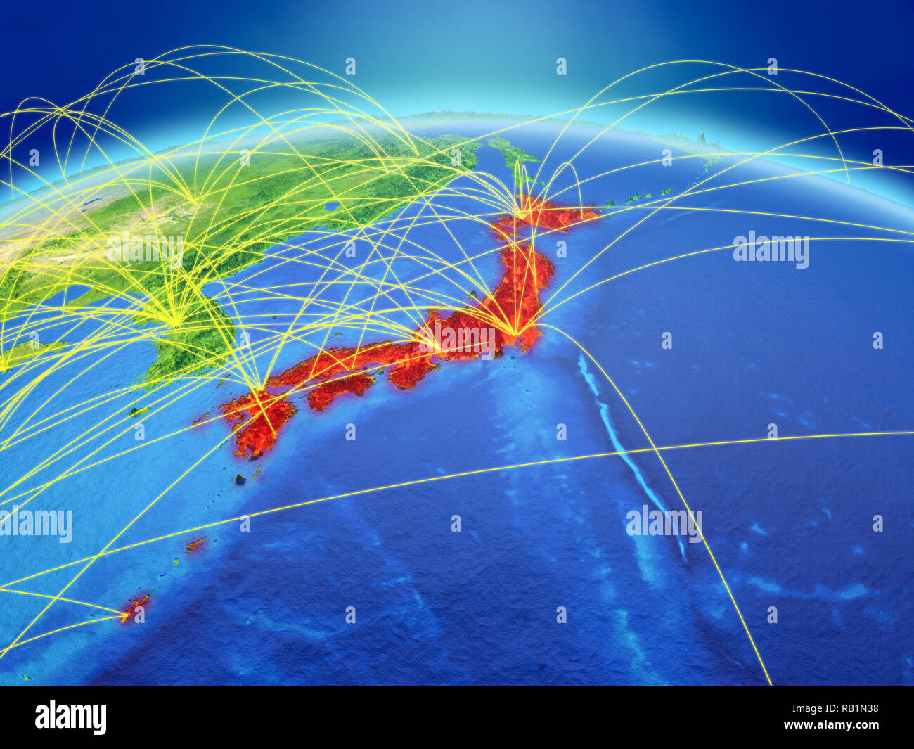 Japan on planet Earth with international network representing ...