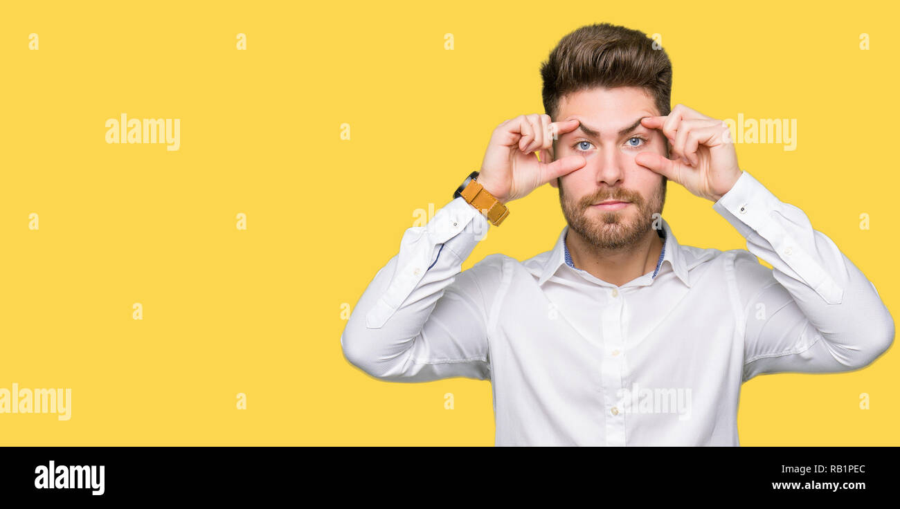 Tired man trying open eyes hi-res stock photography and images - Alamy