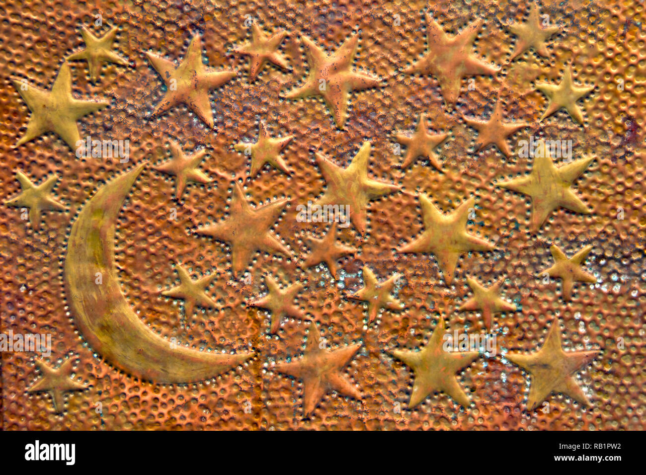 copper plate moon and star patterns Stock Photo - Alamy