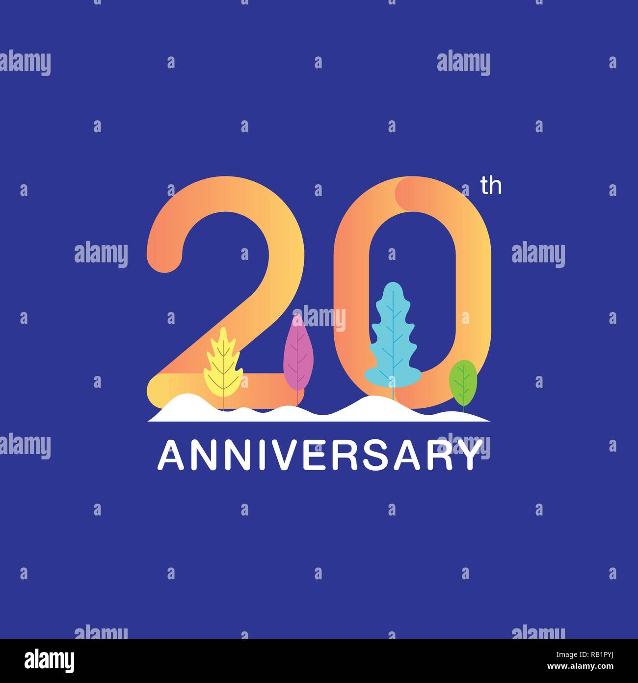 20 years anniversary celebration logotype. Multicolor number with ...