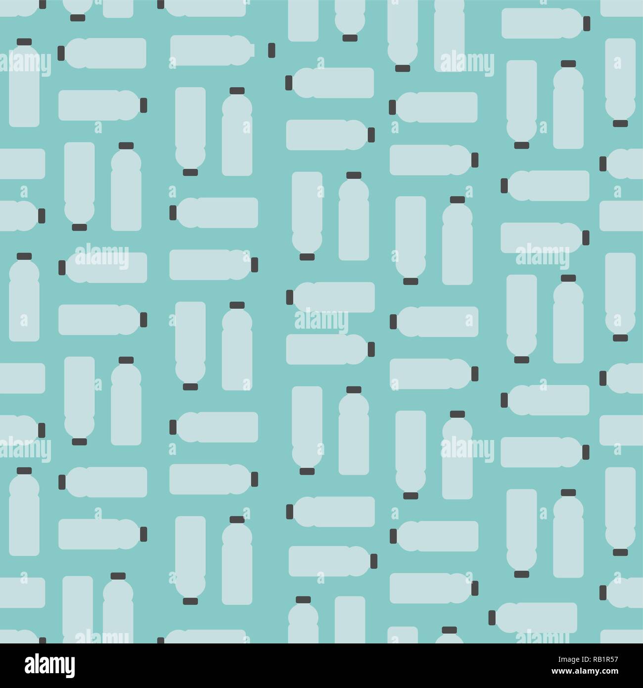 Seamless Pattern: Plastic Bottles on Light Blue Background Stock Vector ...