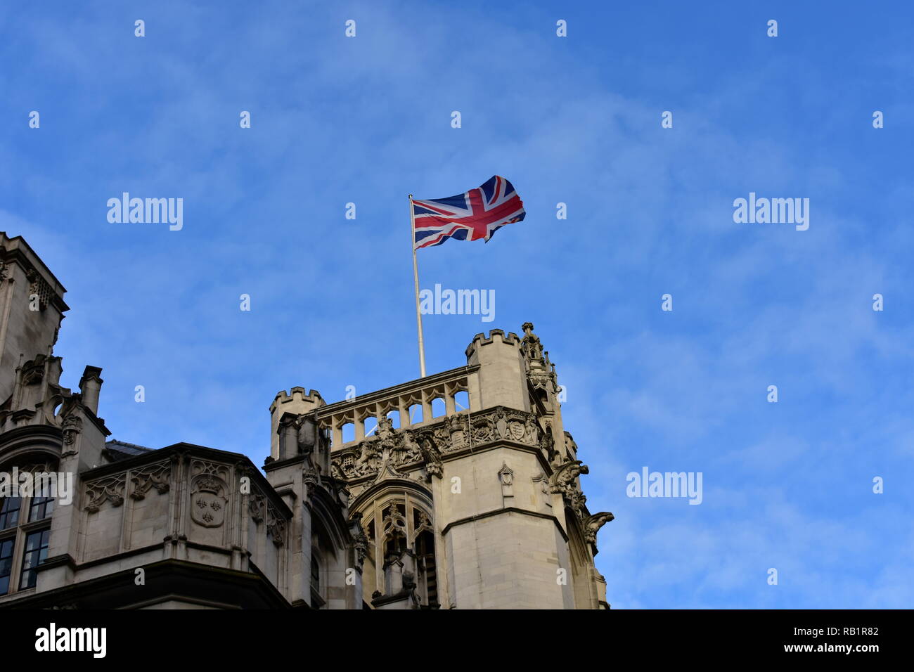 Union Jack, flag of the United Kingdom on a building. London, City of ...