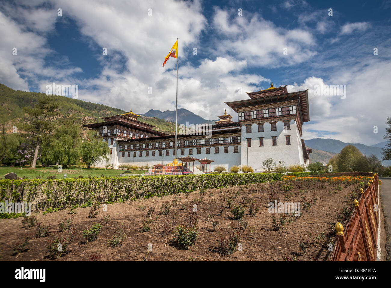 Nice view of Thimphu Temple in Bhutan Stock Photo - Alamy
