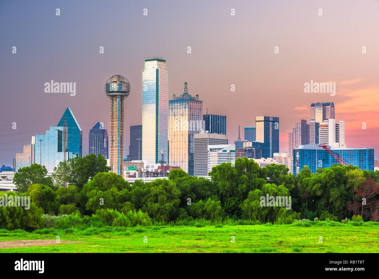 Aerial View of Downtown Dallas at Dusk - Dallas, Texas, USA Stock Photo ...