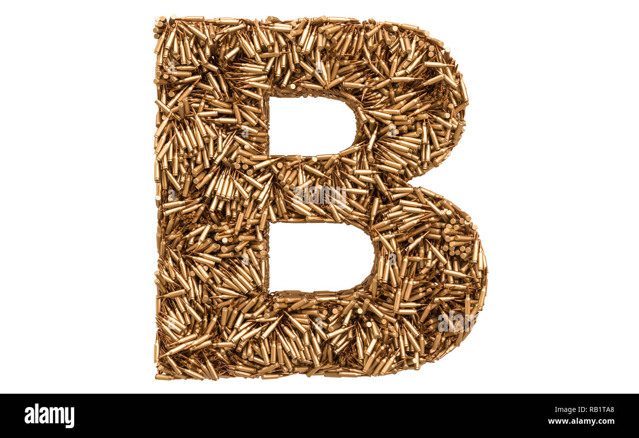 Letter B from bullets, 3D rendering isolated on white background Stock ...