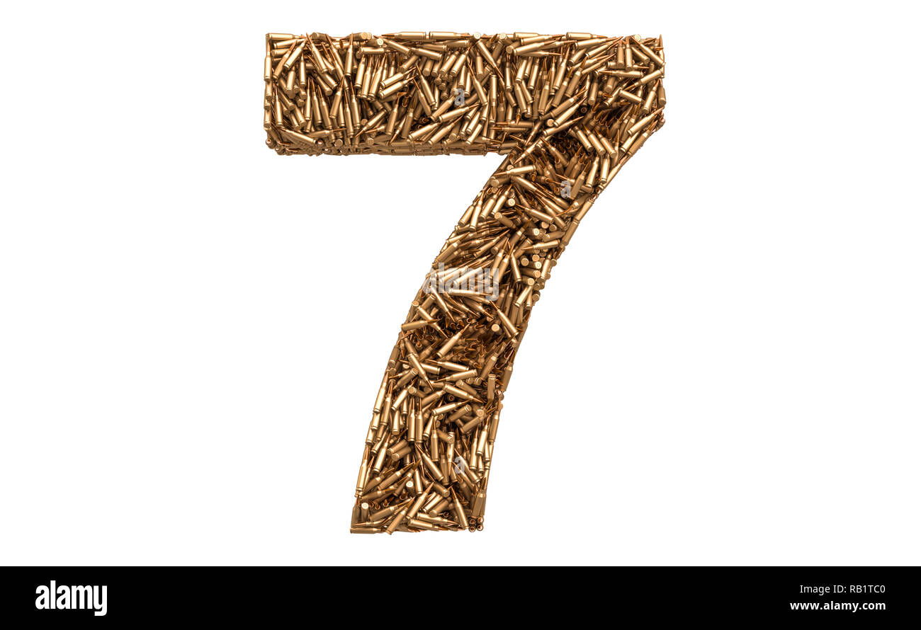 Number 7 from bullets, 3D rendering isolated on white background Stock ...