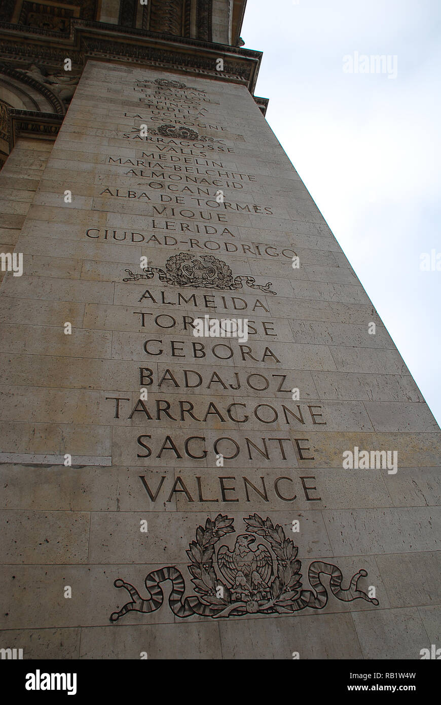 Triumphal arch, Paris: A list of French victories is engraved under the ...